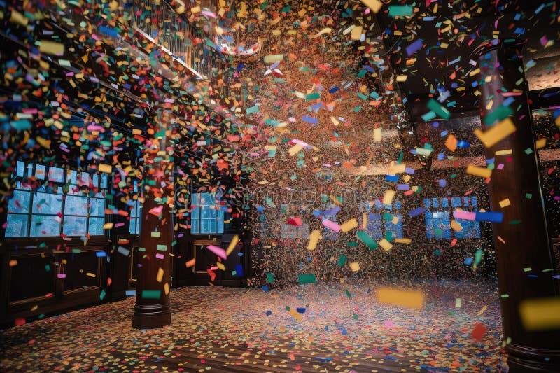 Confetti Raining Down from the Ceiling in Dazzling Display Stock ...