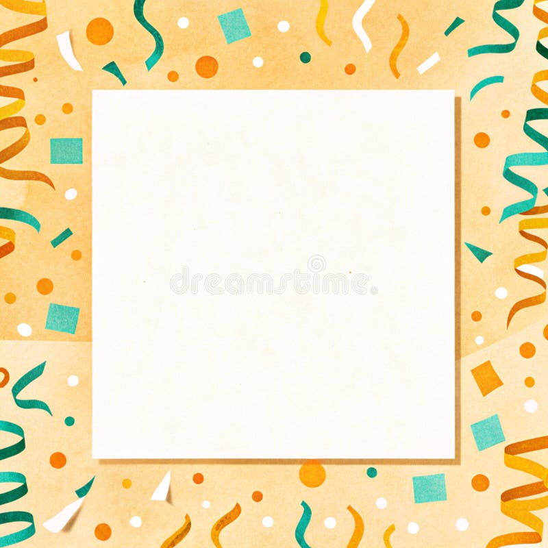 Confetti and Streamers Border with Paper Texture and Funky Tropics ...