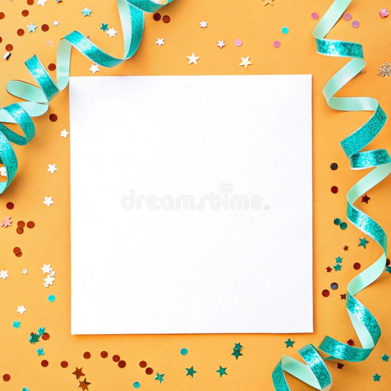 Confetti and Streamers Border with Paper Texture and Funky Tropics ...