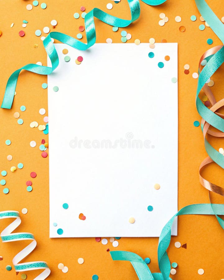 Confetti and Streamers Border with Paper Texture and Funky Tropics ...