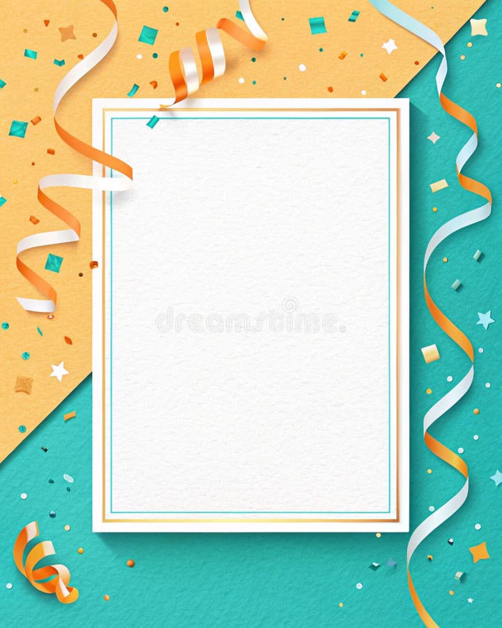 Confetti and Streamers Border with Paper Texture and Funky Tropics ...