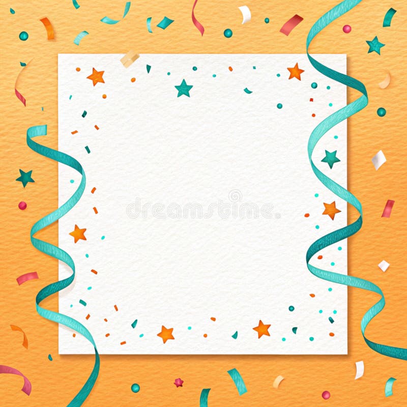 Confetti and Streamers Border with Paper Texture and Funky Tropics ...