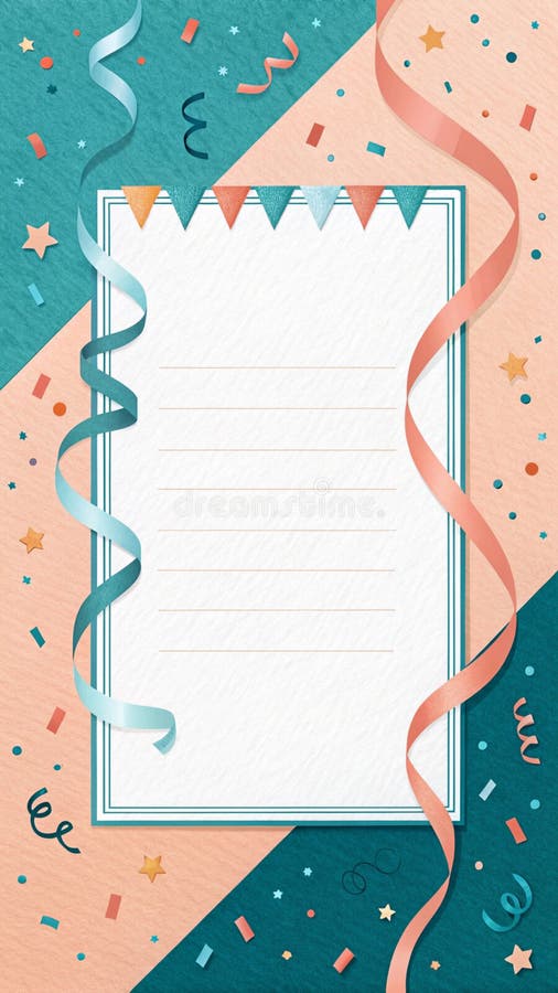 Confetti and Streamers Border with Paper Texture and Coastal Serenity ...