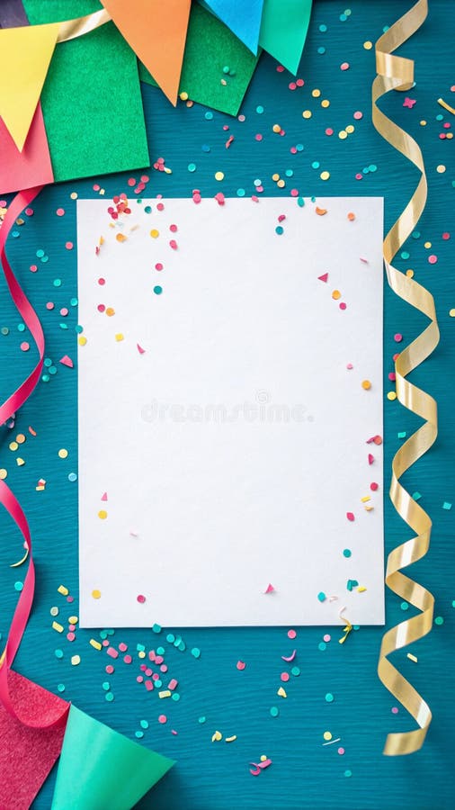 Confetti and Streamers Border with Paper Texture and Dynamic Harmony ...