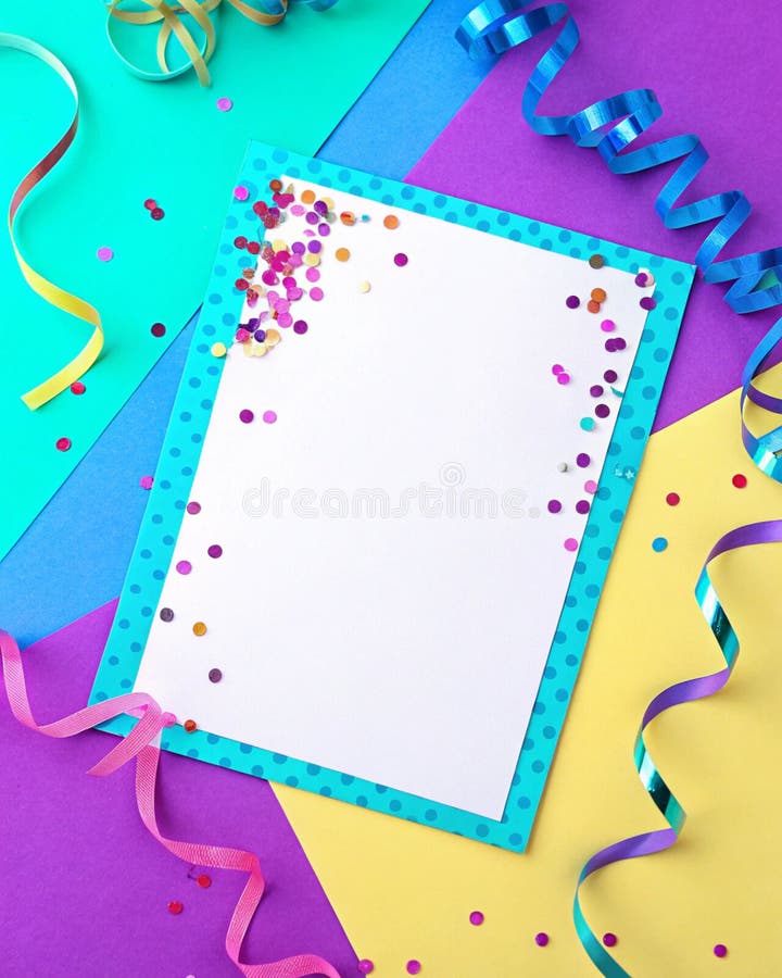 Confetti and Streamers Border with Paper Texture and Funky Tropics ...