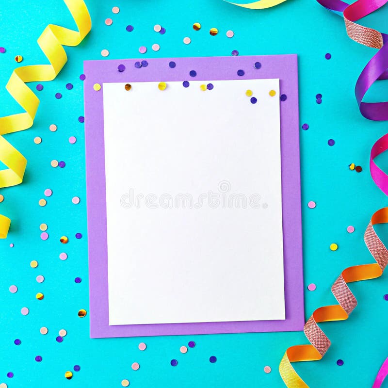 Confetti and Streamers Border with Paper Texture and Funky Tropics ...