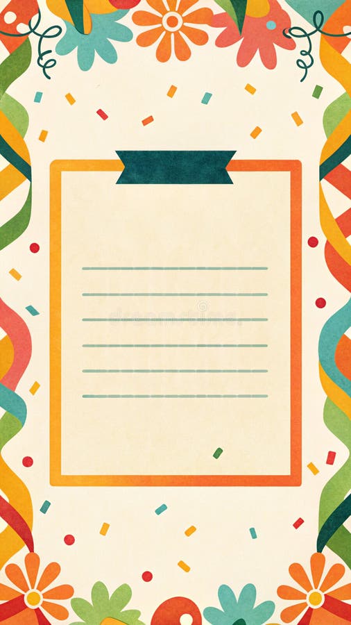 Confetti and Streamers Border with Paper Texture and Harvest Spectrum ...