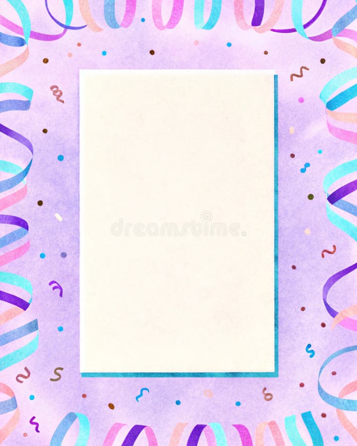 Confetti and Streamers Border with Paper Texture and Mystical Dreams ...