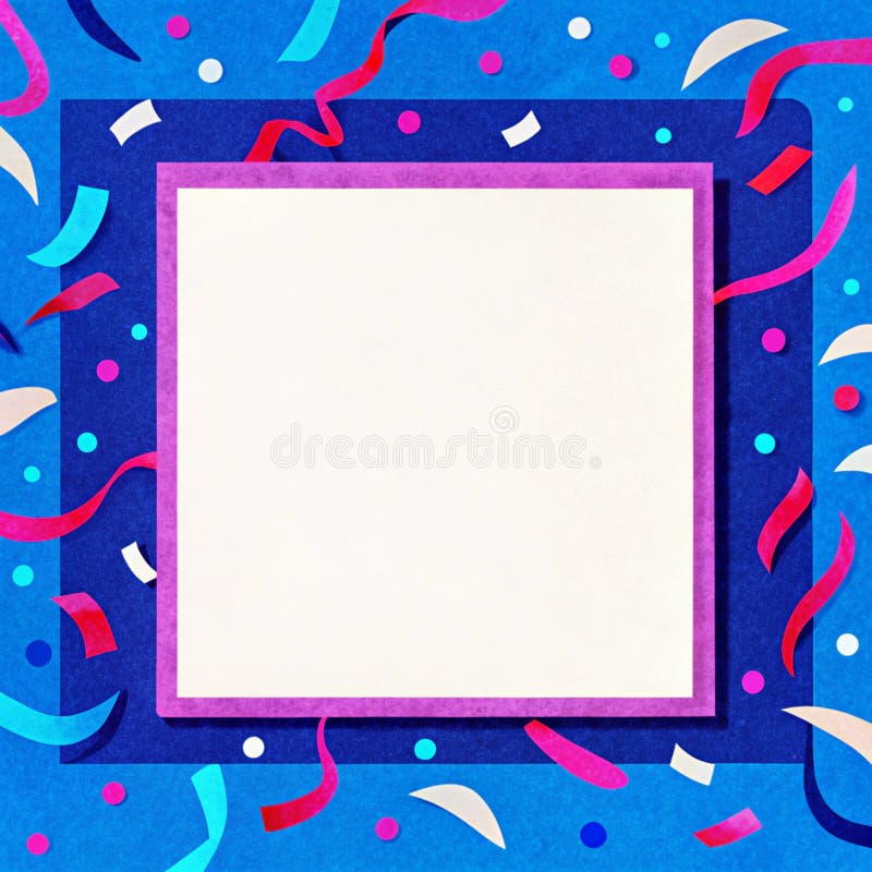 Confetti and Streamers Border with Paper Texture and Royal Aurora ...