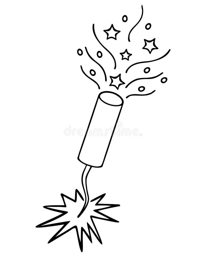 Confetti of Various Shapes Fly from the Cracker. Sketch. Pyrotechnics ...