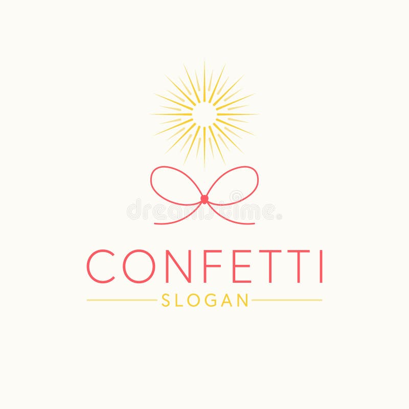 Confetti Vector Logo Design. Bow and Firework Flat Logotype Stock ...