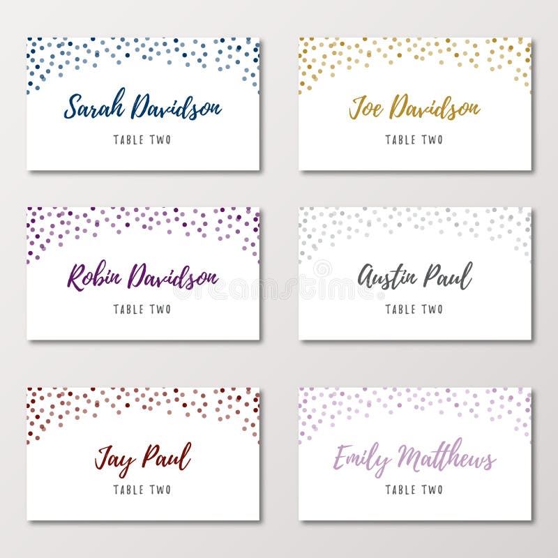 Confetti Wedding Place Cards Stock Vector - Illustration of maroon ...