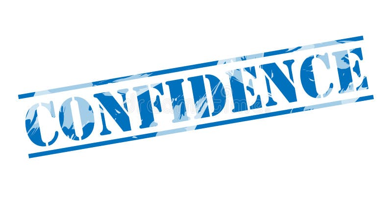 Confidence blue stamp stock illustration. Illustration of label - 97578293
