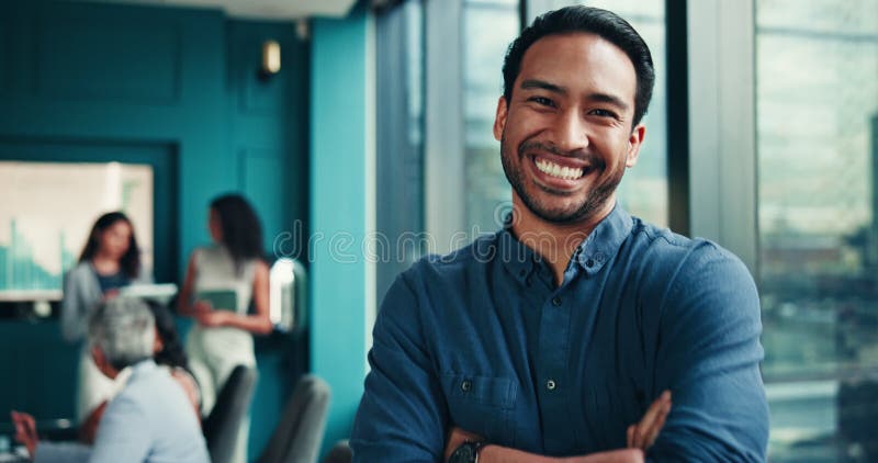 Confidence, Business or Face of Man in Office with Smile for Data ...