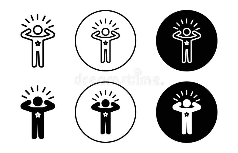 Confidence Icon Outline Flat Icon Stock Illustration - Illustration of ...