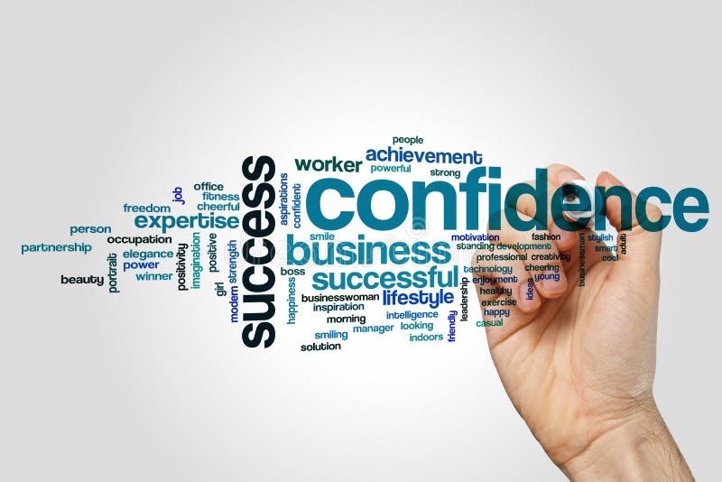 Confidence Word Cloud Concept on Grey Background Stock Illustration ...
