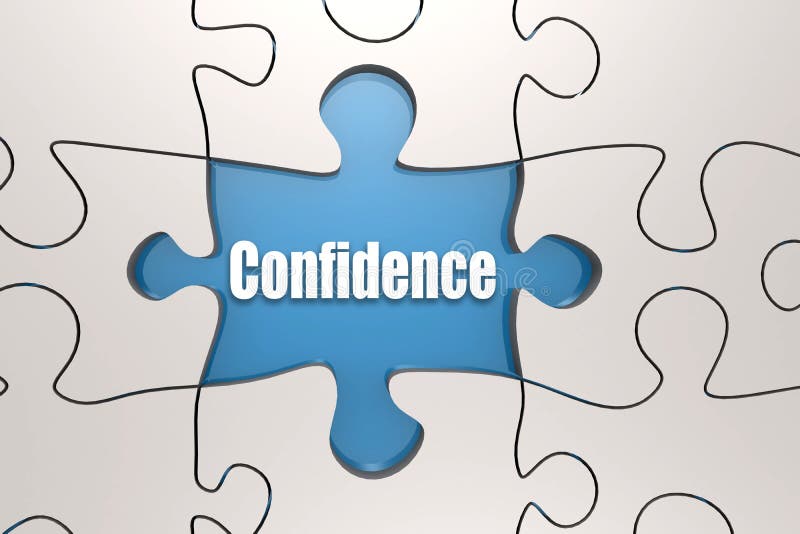 Confidence Word on Jigsaw Puzzle Stock Illustration - Illustration of ...
