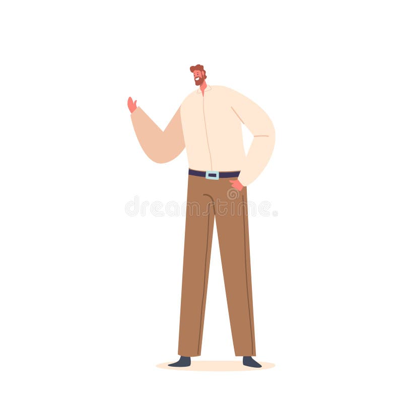 Confident Adult Man Character Gesturing with Authority, Using ...