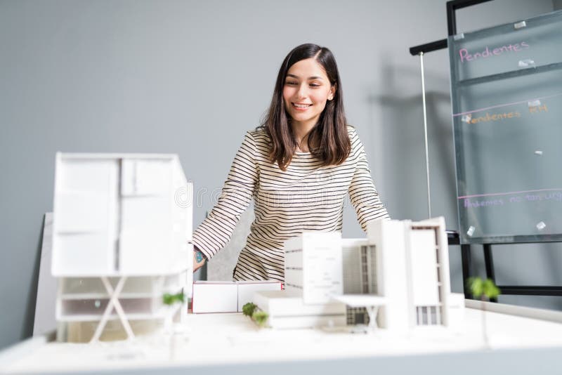Confident Architect Admiring New Project at Office Stock Photo - Image ...