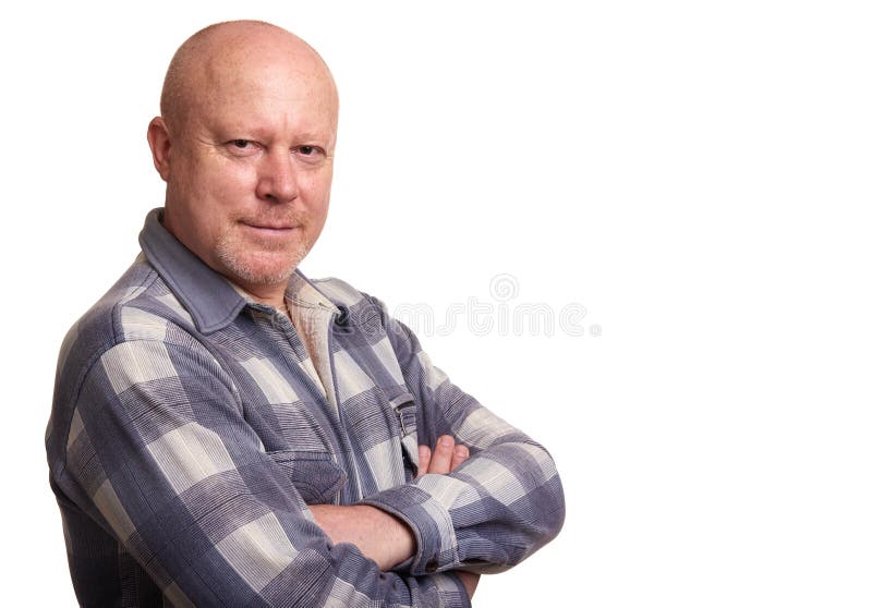 Confident Bald Old Man Isolated Stock Photo - Image of isolated ...