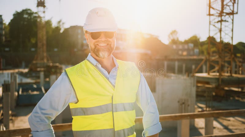 Confident Bearded Head Civil Engineer-Architect in Sunglasses is ...