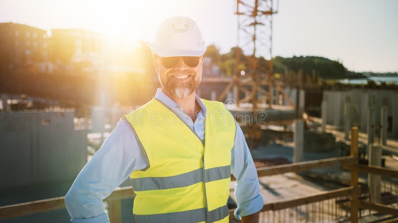 Confident Bearded Head Civil Engineer-Architect in Sunglasses is ...