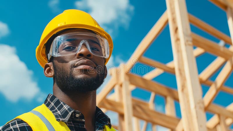 Confident Black Construction Worker on Site a Portrait of a Proud Black ...