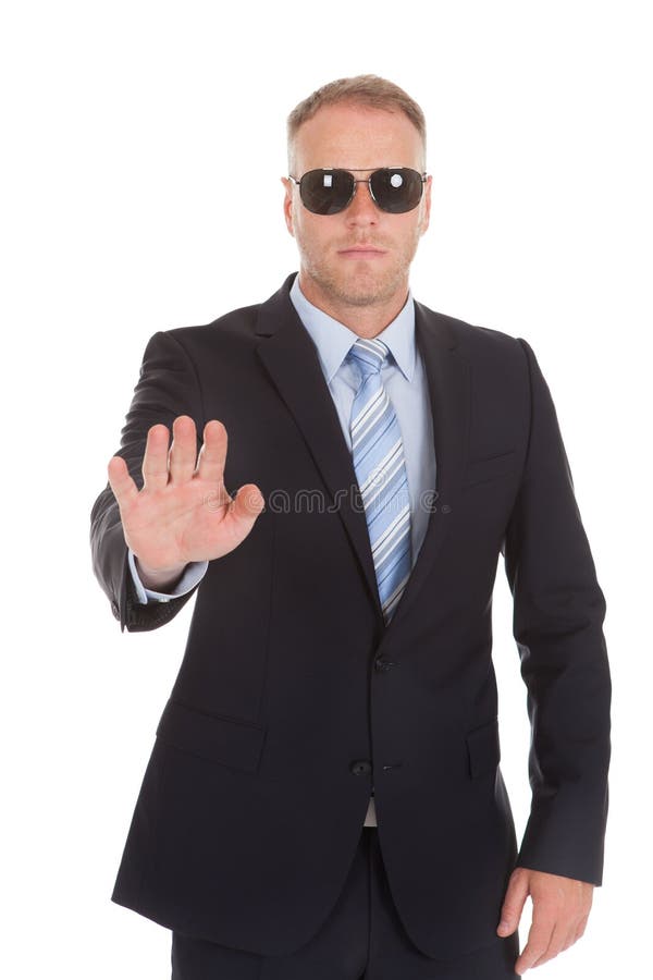 Confident Bodyguard Image Wearing Black Sunglasses Doing a Security Job ...
