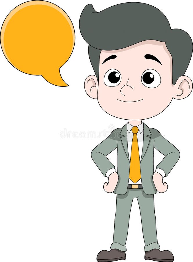 Confident Business Professional Standing with Blank Speech Bubble Ready ...