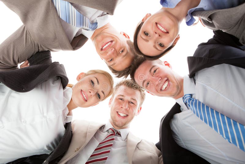 Confident Business Team Making Huddle Stock Photo - Image of female ...
