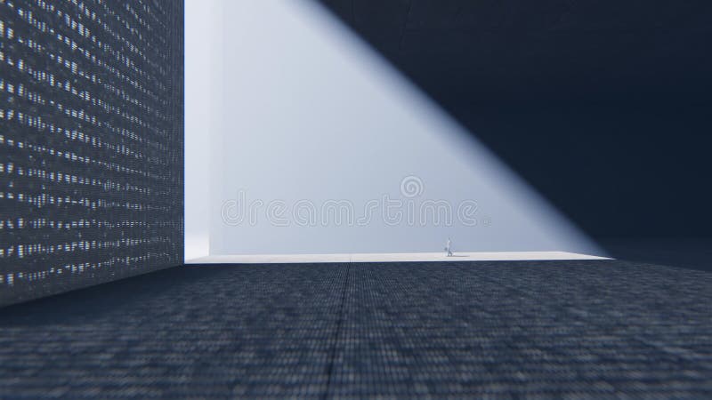 Confident Businessman with Briefcase Walking Towards Bright Light, Side ... Confident Businessman with Briefcase Walking Towards Bright Light, Side ...