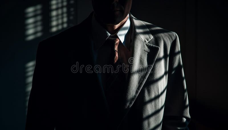 Confident Businessman in Full Suit Standing in Dark Studio Shot ...