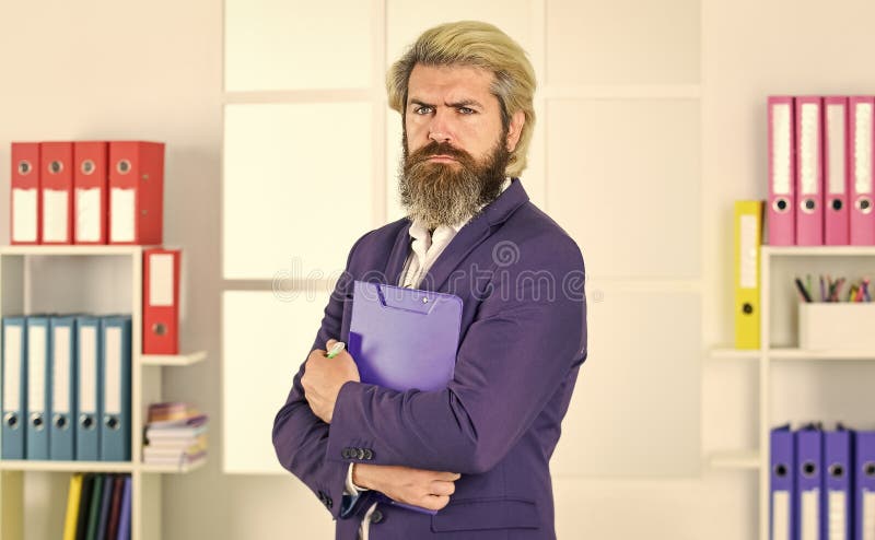 Confident Businessman Holding Documents. Businessman with Folder ...