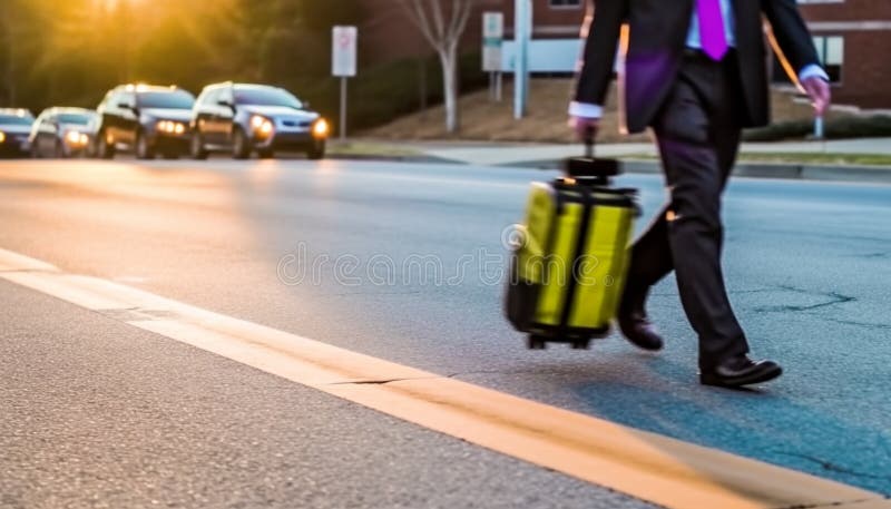 Confident Businessman on the Move, Holding Luggage, Waiting for ...