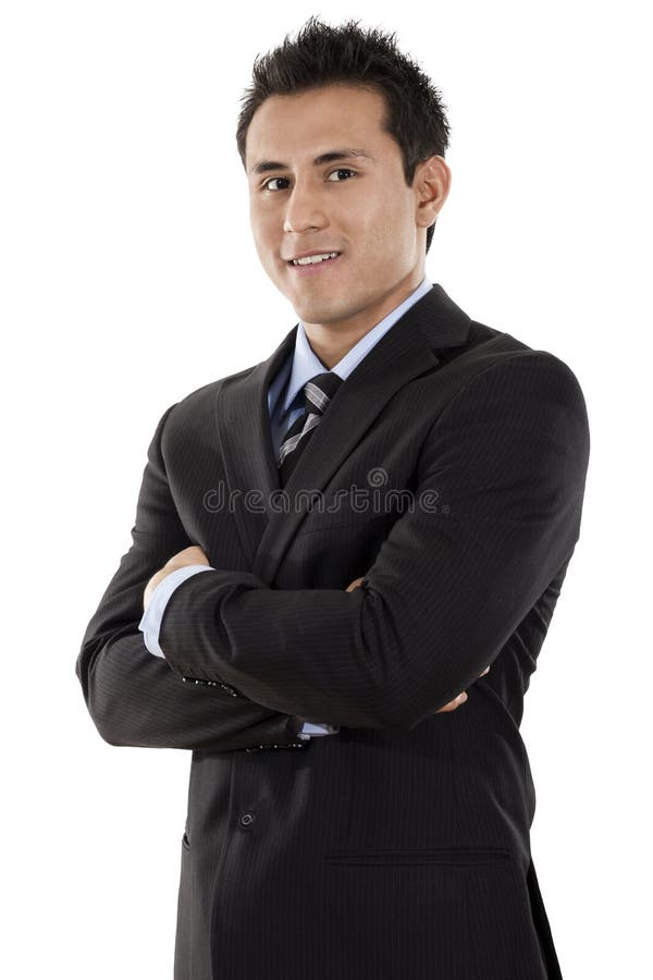 Confident Businessman Over White Background Stock Photo - Image of arms ...