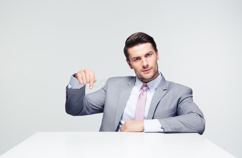 Confident Businessman Pointing Finger Down Stock Image - Image of ...