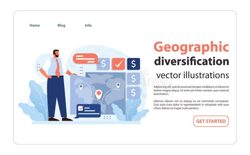 Confident Businessman Presents Geographic Diversification Stock Vector ...