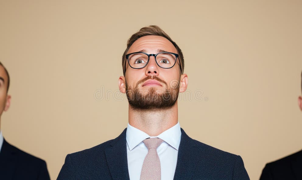 Confident Businessman Standing with Focus and Determination Stock ...
