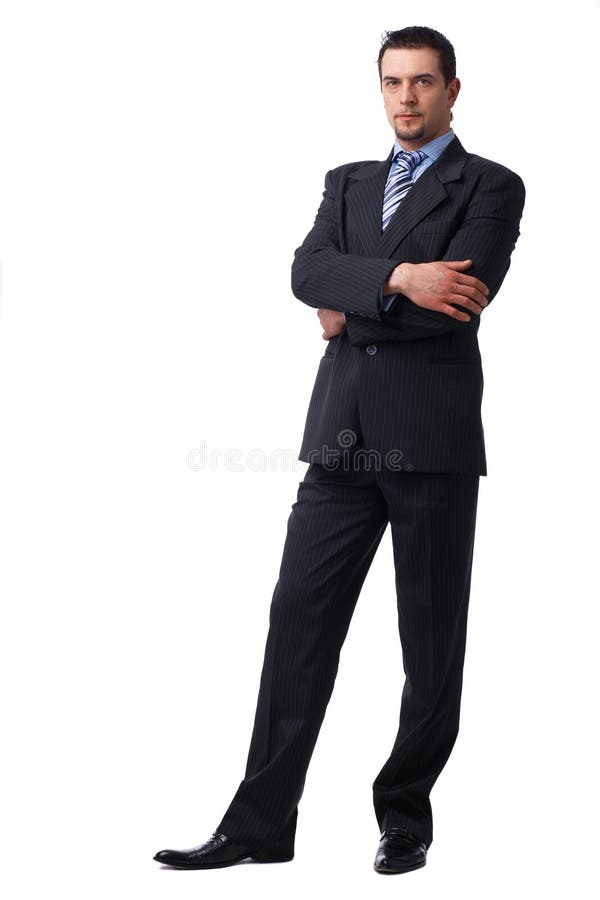 Confident Businessman Standing with Folded Hands. Stock Image - Image ...