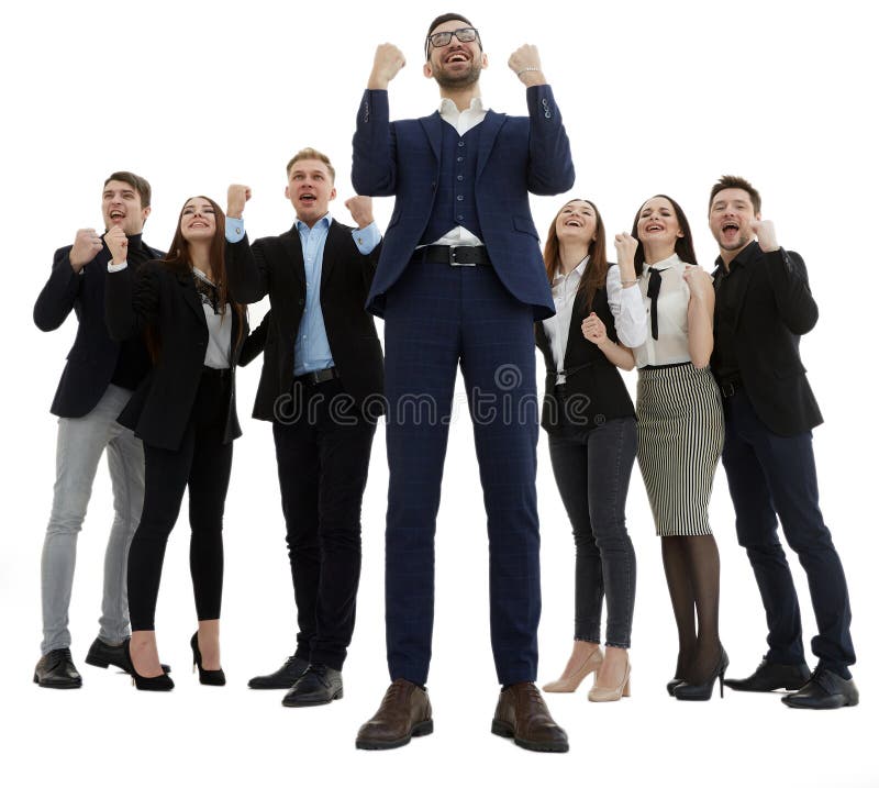 Confident Businessman Standing at the Front of the Business Team. Stock ...