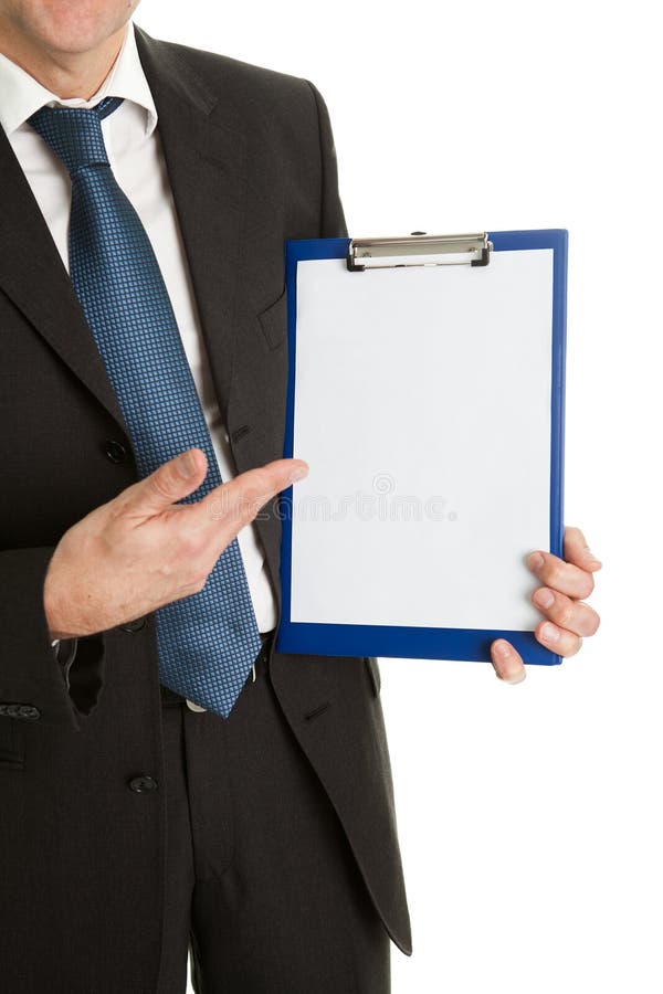 Confident Businessmen Presenting Empty Document Stock Image - Image of ...