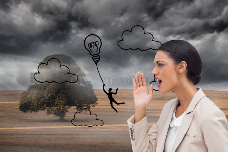 Confident Businesswoman Calling for Someone Stock Image - Image of ...