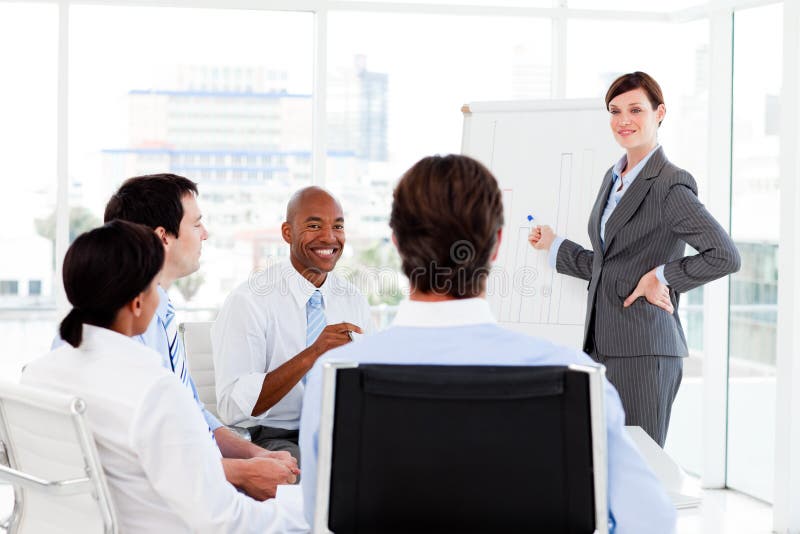 Confident Businesswoman Giving a Presentation Stock Image - Image of ...