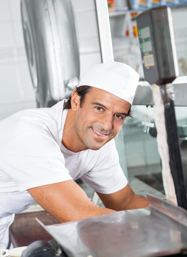 Confident Butcher Working in Butchery Stock Image - Image of looking ...