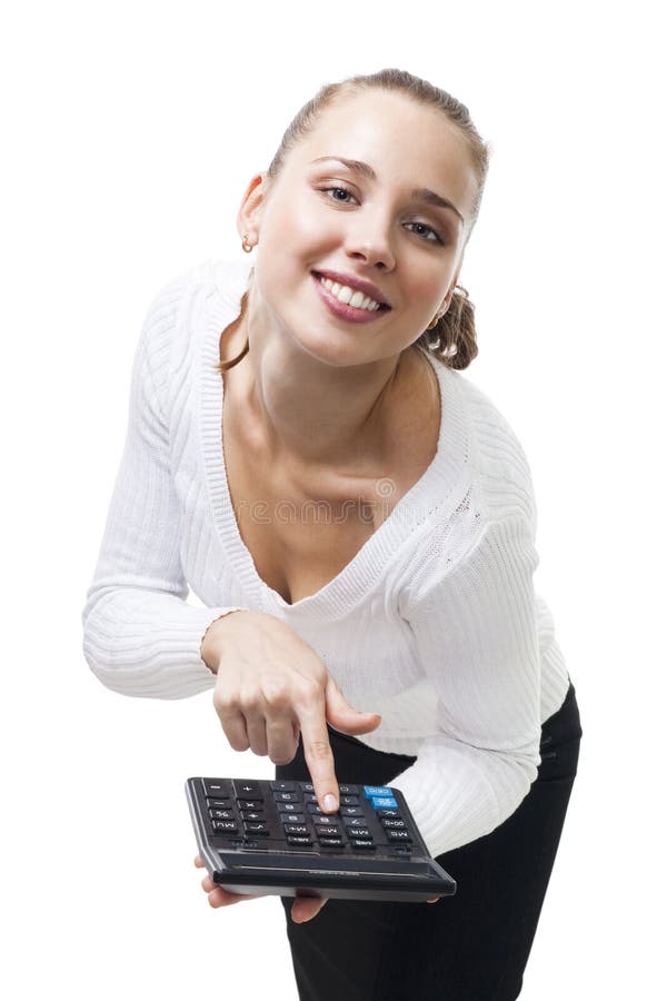Confident Calculator in Attractive Pose Stock Image - Image of count ...