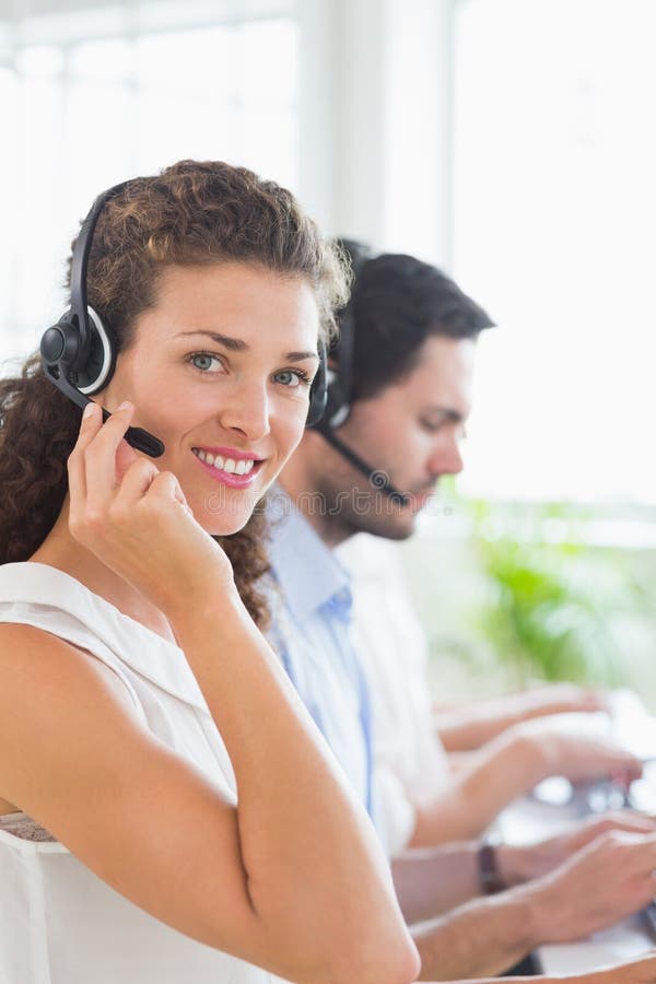 Confident Call Center Operator Stock Photo - Image of camera, portrait ...