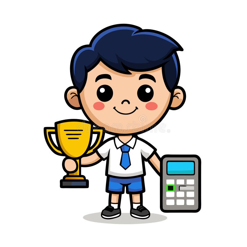 Confident Cartoon Boy Competing in Math Olympiad Stock Vector ...