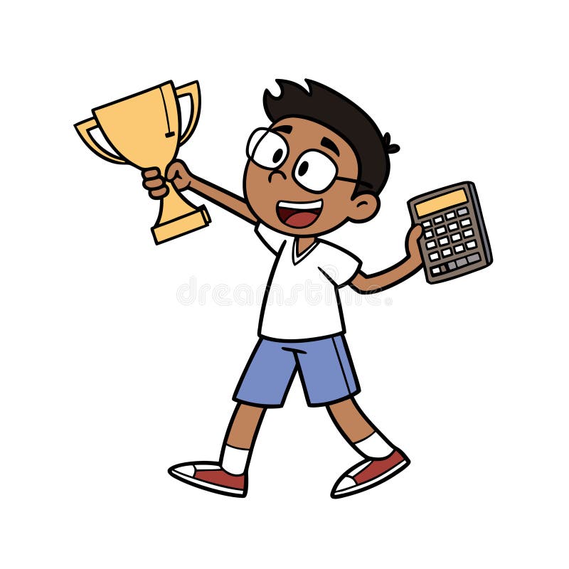 Confident Cartoon Boy Competing in Math Olympiad Stock Illustration ...