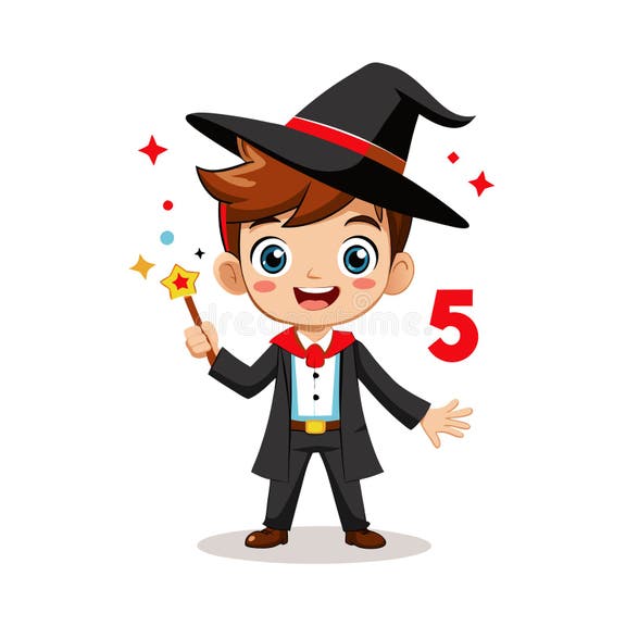 Confident Cartoon Math Wizard Solving Equations Stock Vector ...