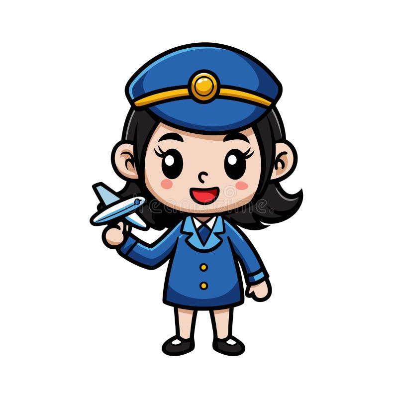 Confident Cartoon Pilot Girl Stock Vector - Illustration of imagination ...